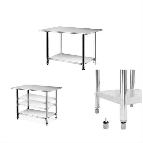 Quality OEM Stainless Steel Kitchen Table Commercial Work Tables Adjustable Height for sale
