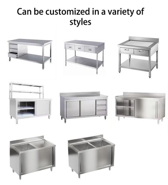 Quality Custom Logo Commercial Kitchen Table With Drawer , Stainless Steel Work Cabinet for sale