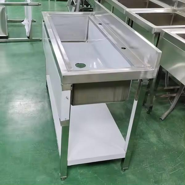 Quality OEM Square Bowl Stainless Steel Commercial Kitchen Sink With Under Shelf Custom for sale