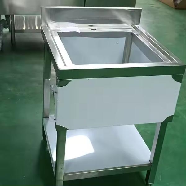 Quality OEM Square Bowl Stainless Steel Commercial Kitchen Sink With Under Shelf Custom for sale