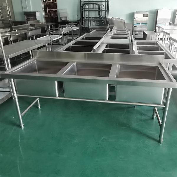 Quality Hotel Kitchen Triple Bowl Stainless Steel Wash Sink SUS Utility Sink Three for sale