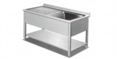 China Farmhouse Style Stainless Steel Sink Single Bowl Laundry Sink With Hot And Cold Water Plumbing Workbench Storage for sale