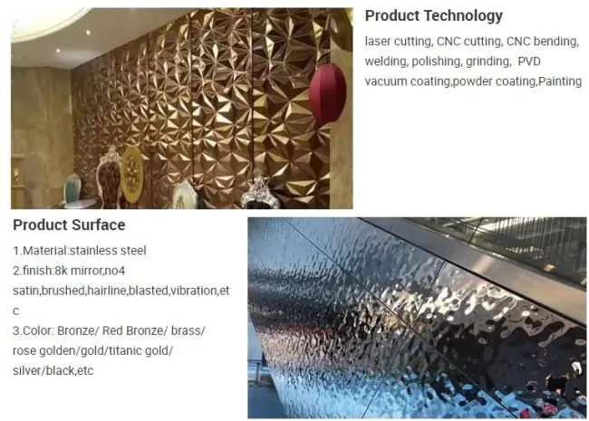 Rippled Water Wave Metal Cladding Panel Decorative Stainless Steel Sheet Ripple Mirror Finish