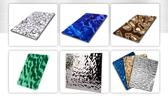 Golden Water Ripple Wave Decorative Color Sheet Mirror 302 304 304L Water Corrugated Stainless Steel Plate