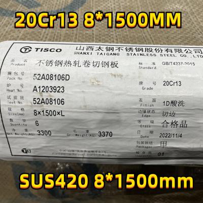 Cina Placca di acciaio inossidabile martensitica indurita ASTM A240 AISI 420 SUS420 20Cr13 per l'industria chimica in vendita