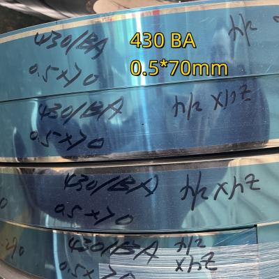 China JIS G4305 SUS430 BA Bright Anneal roestvrijstalen spoel 0,5*70 mm met PVC PE-film for sale