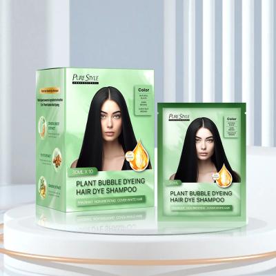 China PureStyle Fast Black Organic Bubble Hair Dye Shampoo Herbal Formula Cream OEM Hair Color for sale