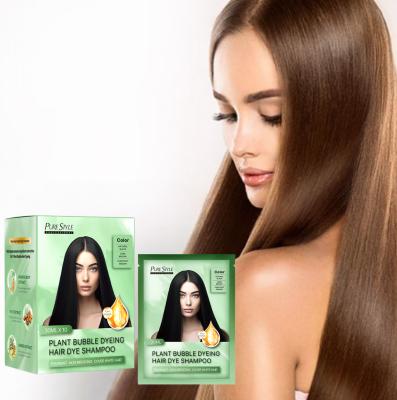 China Plant Hair Dye Shampoo Fast Gray Coverage Bubble Color Easy Application Black Hair Dye OEM for sale
