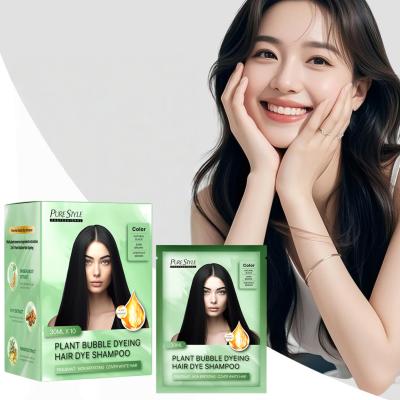 China Purestyle OEM Plant Hair Dye Shampoo Fast Gray Coverage Bubble Color Shampoo  for Home Use Ammonia Free Hair Dye for sale