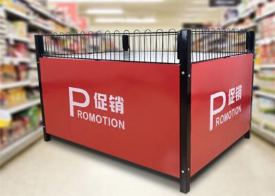 China Two Layer Supermarket Display Shelving Supermarket Promotion Table With Storage Cabinet for sale