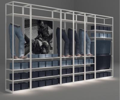 China Shopping Mall Cloth Display Showcase / Clothes Storage Rack Metal Fireproof for sale
