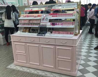 Cina Scaffale rosa dell'armadietto di esposizione di trucco del negozio di bellezza per i cosmetici 900*350*2200mm in vendita