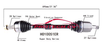 Cina Processo stridente di forgia freddo dello stivale di Front Axle Assembly Drive Shaft TPEE di destra di HO10051ER in vendita