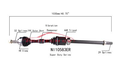 Cina Stivale Nissan Cv Axle Front Right di NI10583ER Front Right Drive Shaft TPEE in vendita