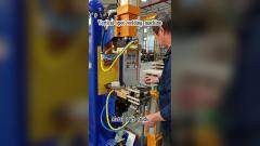 Metal Studs Are Precisely Spot Welded with a Vertical Spot Welding Machine