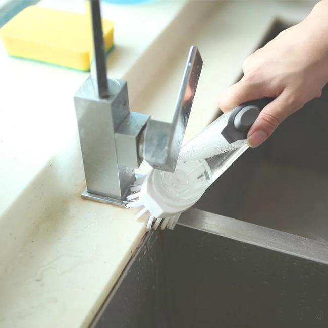 Kitchen hand held Dish Washing Pot Brush Automatic Soap Dispensing Dish Brush Long Handle Clean Brush