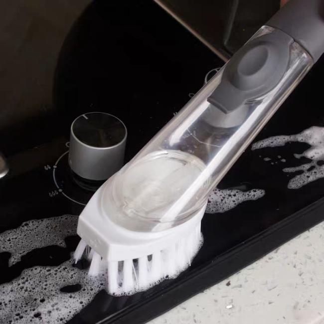 Kitchen hand held Dish Washing Pot Brush Automatic Soap Dispensing Dish Brush Long Handle Clean Brush