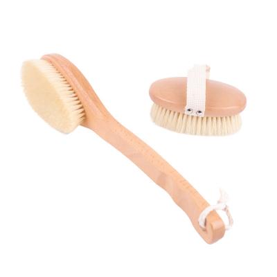 China Dry Skin Brush Boar Bristles Baby Bath Brushes Body Back Cleaning Exfoliating Scrubber Bath Brush for sale