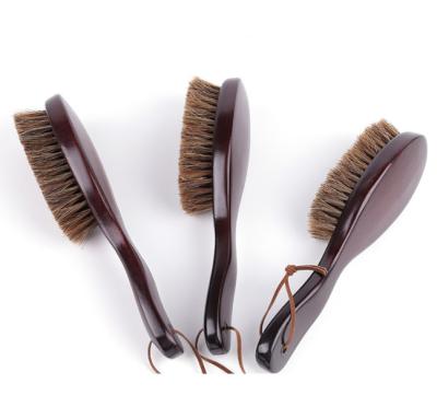 China Brown Curved Wave Brush Long Handle for Daily Life Clothes Tool Brush Wooden Horsehair Brush for sale