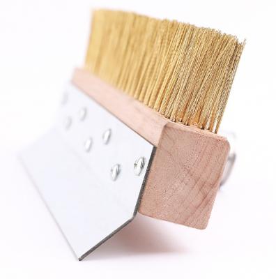 China Pizza Oven Brush 58cm Aluminium Handle Pizza Oven Brush with Brass Bristles and Steel Scraper Pizza Brush Scraper and Cleaner for sale