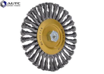 China 4 Inch Twisted Knotted Wire Brush For Polishing Custom Color Crimped Wire Wheel Brush Metal High Tensile Polishing Steel for sale
