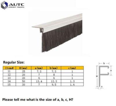 China Custom Steel Wire Dustproof Windproof Sealing Strip Brush Aluminum Stents Metal Channel Strip Brushes Door Seal Nylon for sale