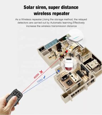 China 2022 Wholesale 105dB alarm sound Built-in balance device IP66 Outdoor Solar Siren With Repeater for sale