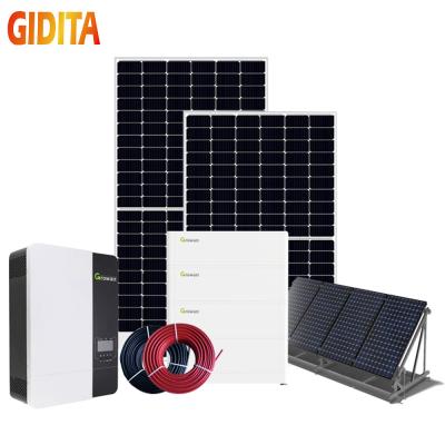 China Pv 5kw 3kw 1kw Solar Panel 5000 Watt Off Grid Solar Energy Whole House Off-grid Solar System With Lithium Battery for sale