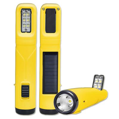 China Portable Solar Powered Radio Flashlight Source 1W Front Torch 6pcs 2835 SMD Side Lamp à venda