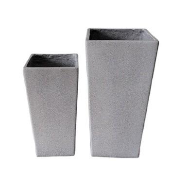 중국 Set 2 Square Shape Fiber Stone Flower Pot Garden Pot Size 1 30*30*60cm Weight 8kg 판매용