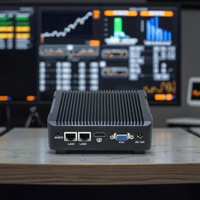 China Quad Core J1900 Mini PC with Dual Display and 12V Power Supply Fanless Industrial Computer Barebone System for sale