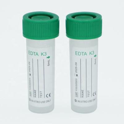 Cina Medical Plastic Blood Collection Tube Non Vacuum K3 Edta Tube With Screw Cap 2.5ml 5ml in vendita