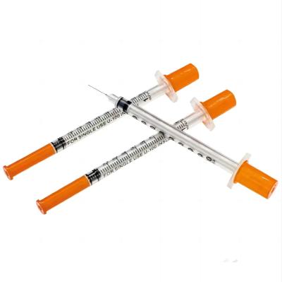 Cina Disposable Safety Ultra- Fine Orange Insulin Syringes OEM 0.3ml 0.5ml 1ml Disposable Insulin Syringe Manufacturer in vendita