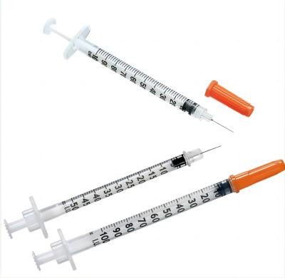 Cina Disposable Safety Ultra- Fine Orange Insulin Syringes OEM 0.3ml 0.5ml 1ml Disposable Insulin Syringe Manufacturer in vendita