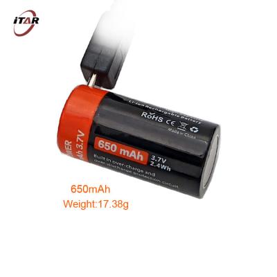 Cina USB che fa pagare Li Ion Rechargeable Batteries 16340 650mAh 3.6V in vendita