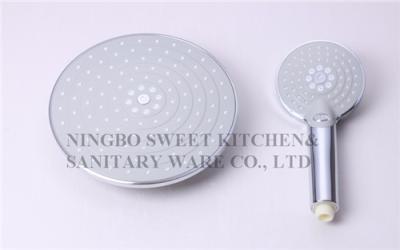 China chrome plating shower head hand shower set round overhead shower rain shower ABS bathroom shower for sale