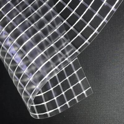 China PVC Transparent Mesh Fabric Tarpaulin Aging Clear Vinyl Fabric for sale