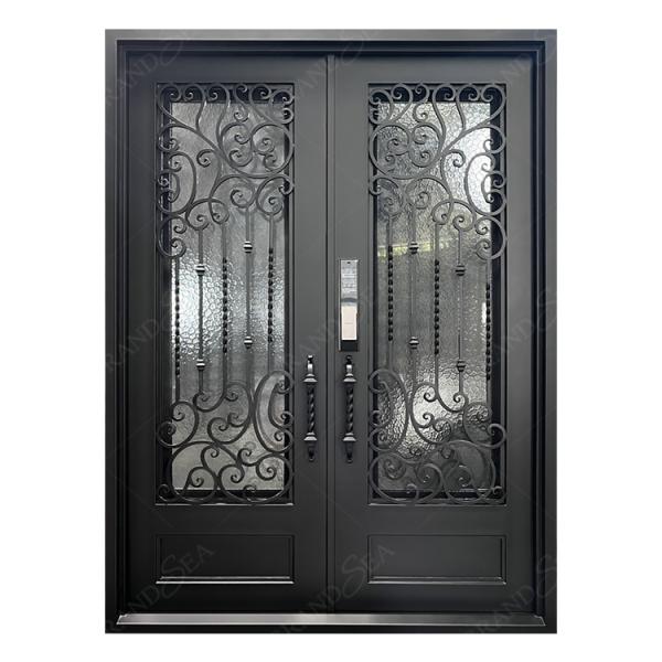 Quality Modern Screen Main Entry Rod House Storm Security Black Single Double Modern Wrought Cost Iron Front Doors for sale