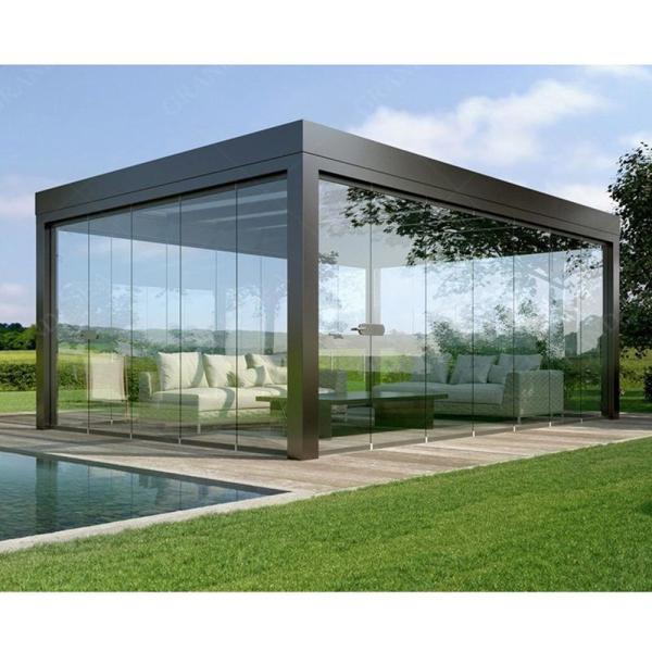 Quality Luxury Patio Automatic Smart Cover Louver Roof System Waterproof Garden Aluminium Outdoor Motorized Pergolas for sale