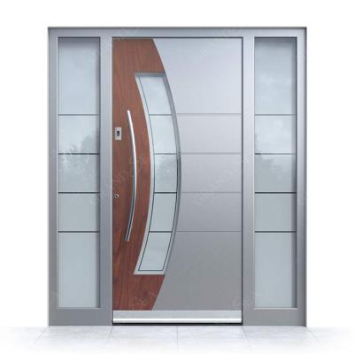 China Contemporary Style Heavy Duty Burglar Proof Stainless Steel Exterior Front Main Entry Security Doors With Sidelights for sale
