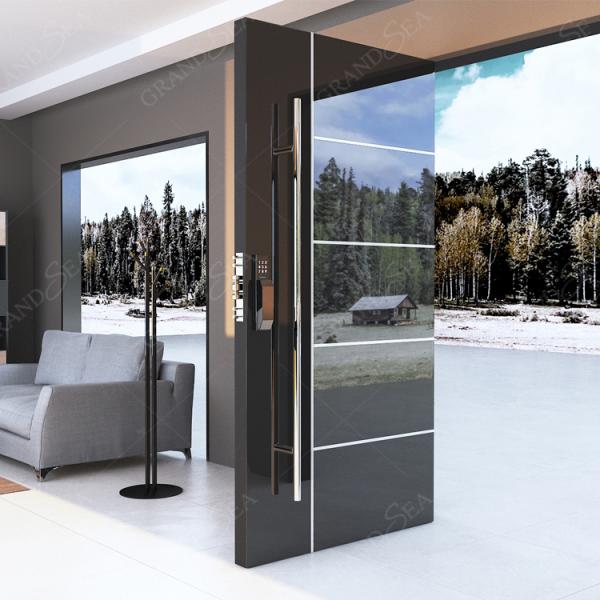 Quality Australia Style Finished Bright Black High Glossy Color Front Flush Luxury Aluminum Security Stainless Steel Pivot Entry Door for sale