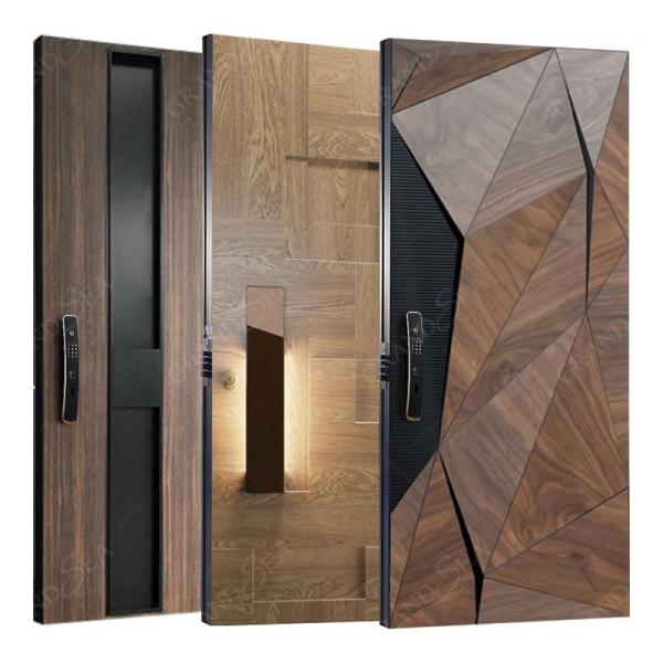 Quality Customized Modern Entrance Security Wooden Swing Pivot Door Stainless Steel Hinge Waterproof for Front Main Entrance Villas for sale