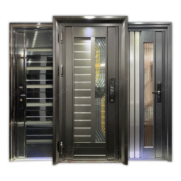 Quality 2023 New Listed Modern Style Double Leaf Safety Emergency Exit Metal Door Fire Rated Strong Stainless Steel Door for sale