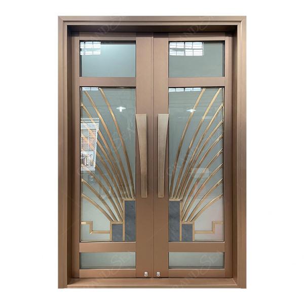 Quality Luxury Golden Color Fashion Hotel Main Entrance Design Security Anti- Rust 304 Double Stainless Steel Entry Door for sale