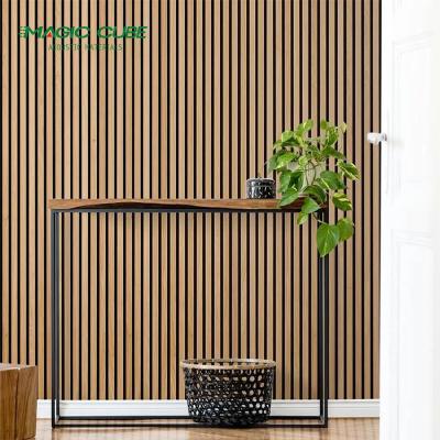 China Coating Finish Fireproof Black Wood Veneer Slat Wall Panel Akupanel for Interior Design for sale