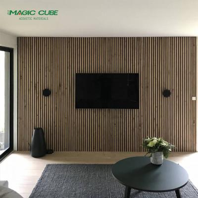 중국 MDF 폴리에스터 아쿠파넬 벽장 장식용 소음 격리용 슬래트 목재 음향 패널 판매용