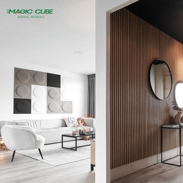 Quality Bedroom Soundproofing Slat Wooden Fiber Acoustic Panels Veneer Finish Diffusion for sale
