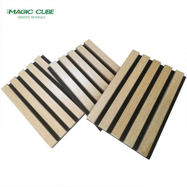 Quality Modern Design Style 12kg/pc Acoustic Wood Veneer MDF Slatted Panel with Polyester Backing for sale