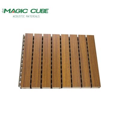 China Easy Install Decorative Oak Veneer Finish Acoustic Grooved Wood Panel For Office Building for sale