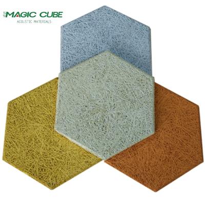 China Recording Studio Hexagon Eco-Friendly Wood Wool Cement Acoustic Panel for sale